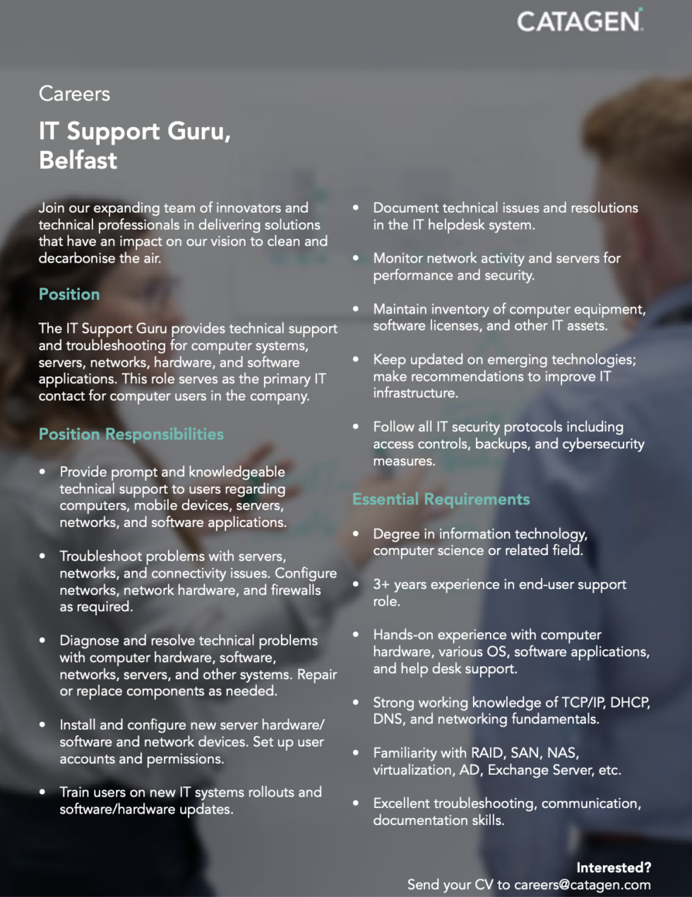 Careers - a Net Zero Technologies Company - Catagen